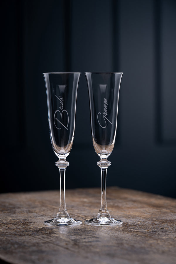 Bride & Groom Liberty Flute Pair - Galway Crystal