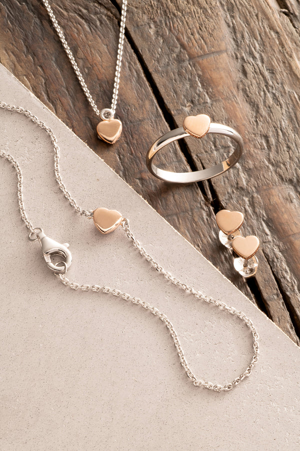 Heart of the Claddagh Silver & Rose Gold Bracelet - Galway Crystal